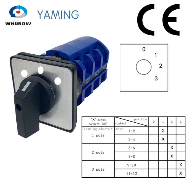 LW26-63 Universal Changeover Rotary Cam Switch 690V 63A 3 Poles Manual ...