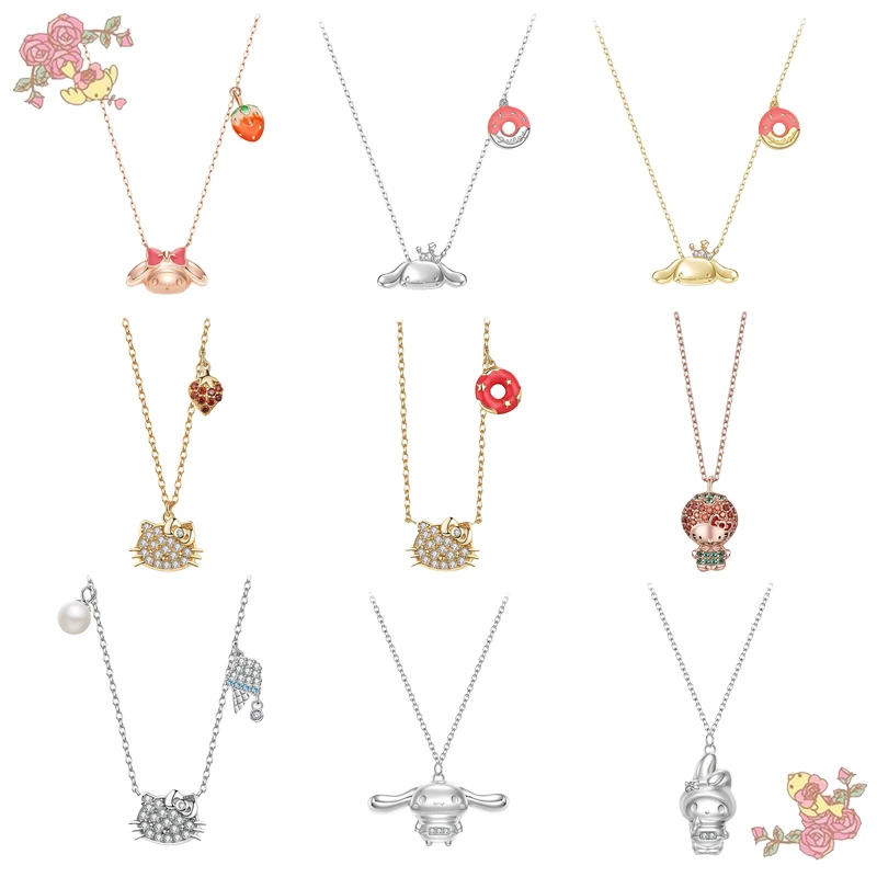 Kawaii Cartoon Pendant Silver Necklace My Melody Cinnamoroll Anime ...