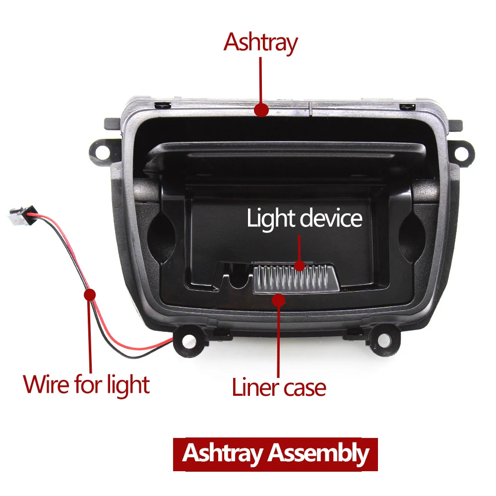 CENDRIER,Ashtray--Ensemble de boîte à cendrier ABS de Console centrale ...