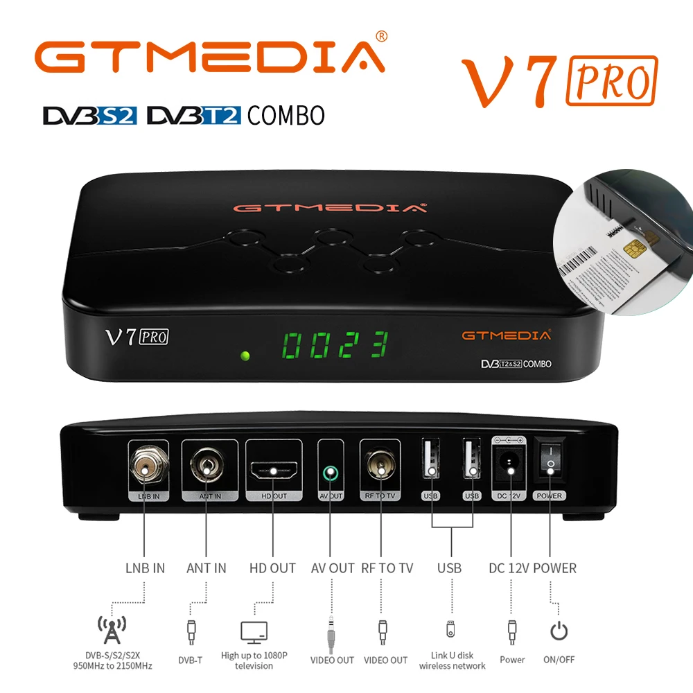 GTMEDIA V7 Pro Combo Receptor de TV Satélite DVB S/S2/S2X/T/T2 Combo H.265 HEVC 10bit USB WiFi ...