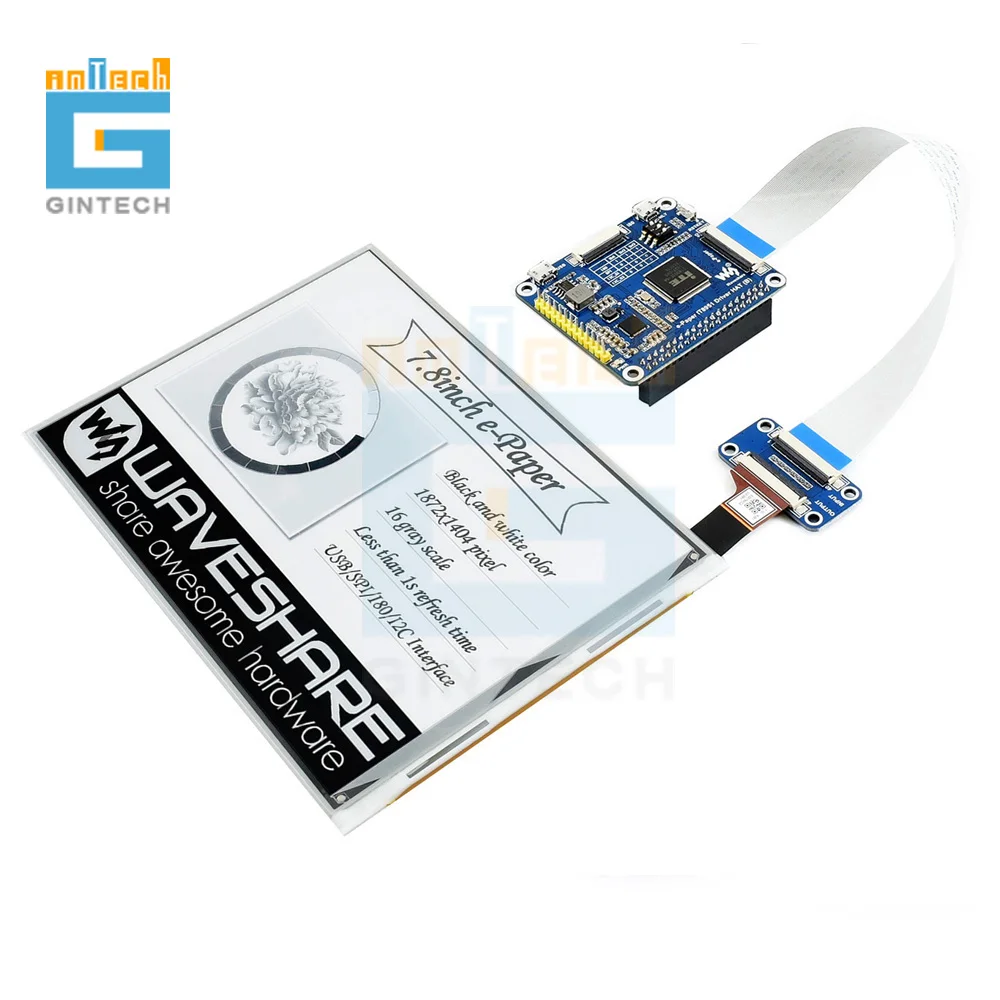 1872×1404, 7.8inch E Ink display HAT for Raspberry Pi, IT8951 ...