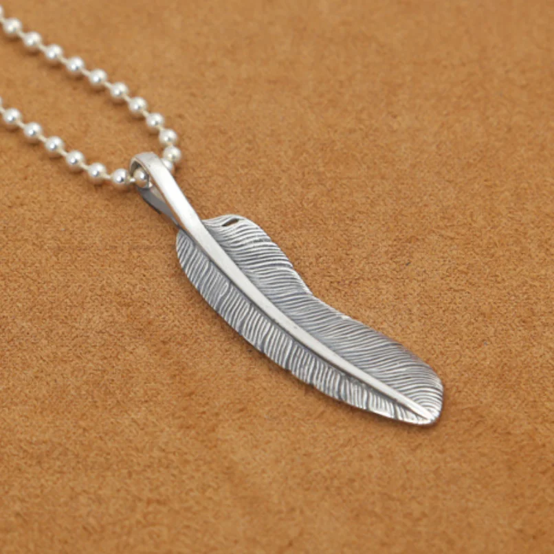 Unibabe-Pure-silver-feather-Pendant-men-women-S925-Sterling-Silver ...