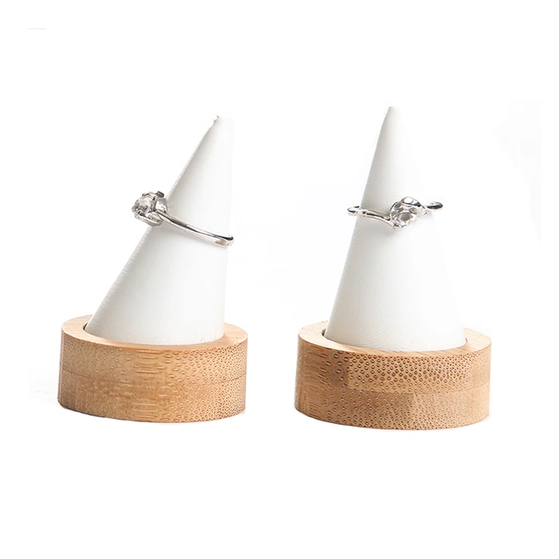 Ring Holder Display Stand Cone | Bamboo Ring Display Stand Case - White ...