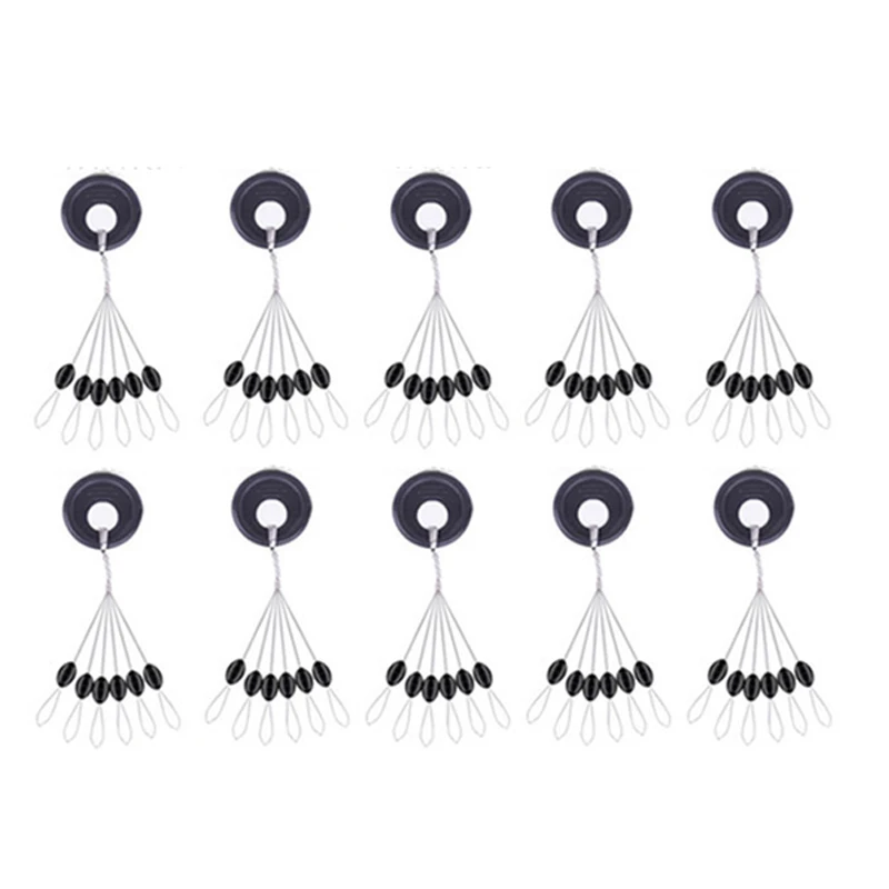 60pcs-10-groups-set-Black-Luminous-Rubber-Stopper-Weight-Stoppers-M ...