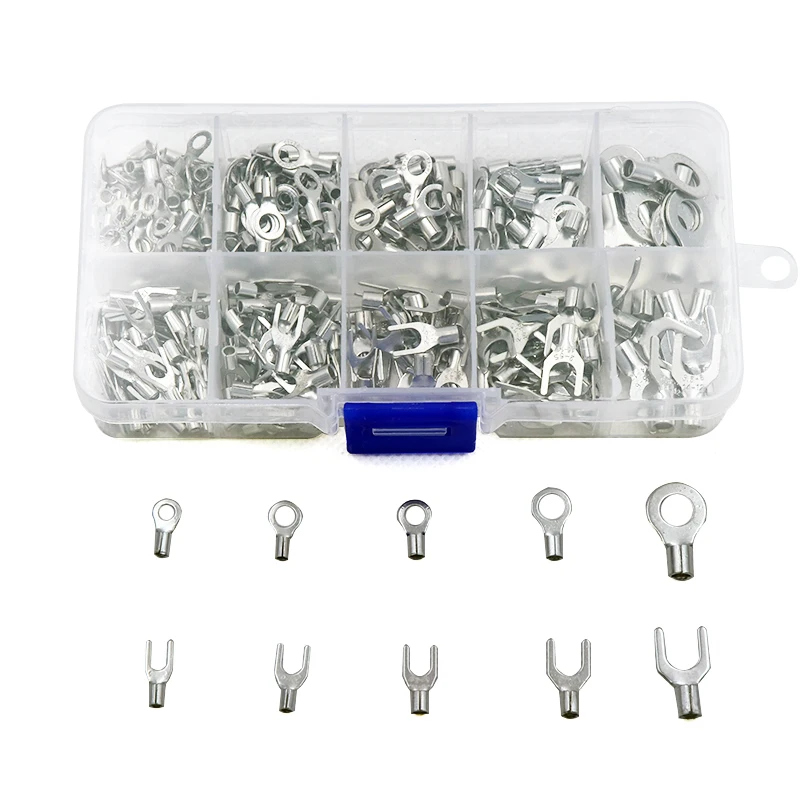 320pcs/box 10 In 1 Terminals Non-insulated Ring Fork U-type Brass ...