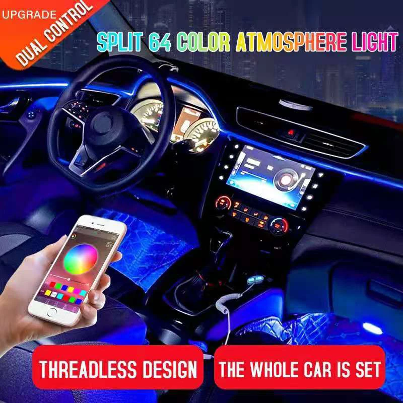 Led Car Interior Ambient Atmosphere Mood Light Rgb App Remote Control ...