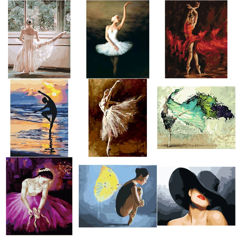 Painting By Numbers Paint Ballet Dancer Diy Canvas Picture Hand Painted ...
