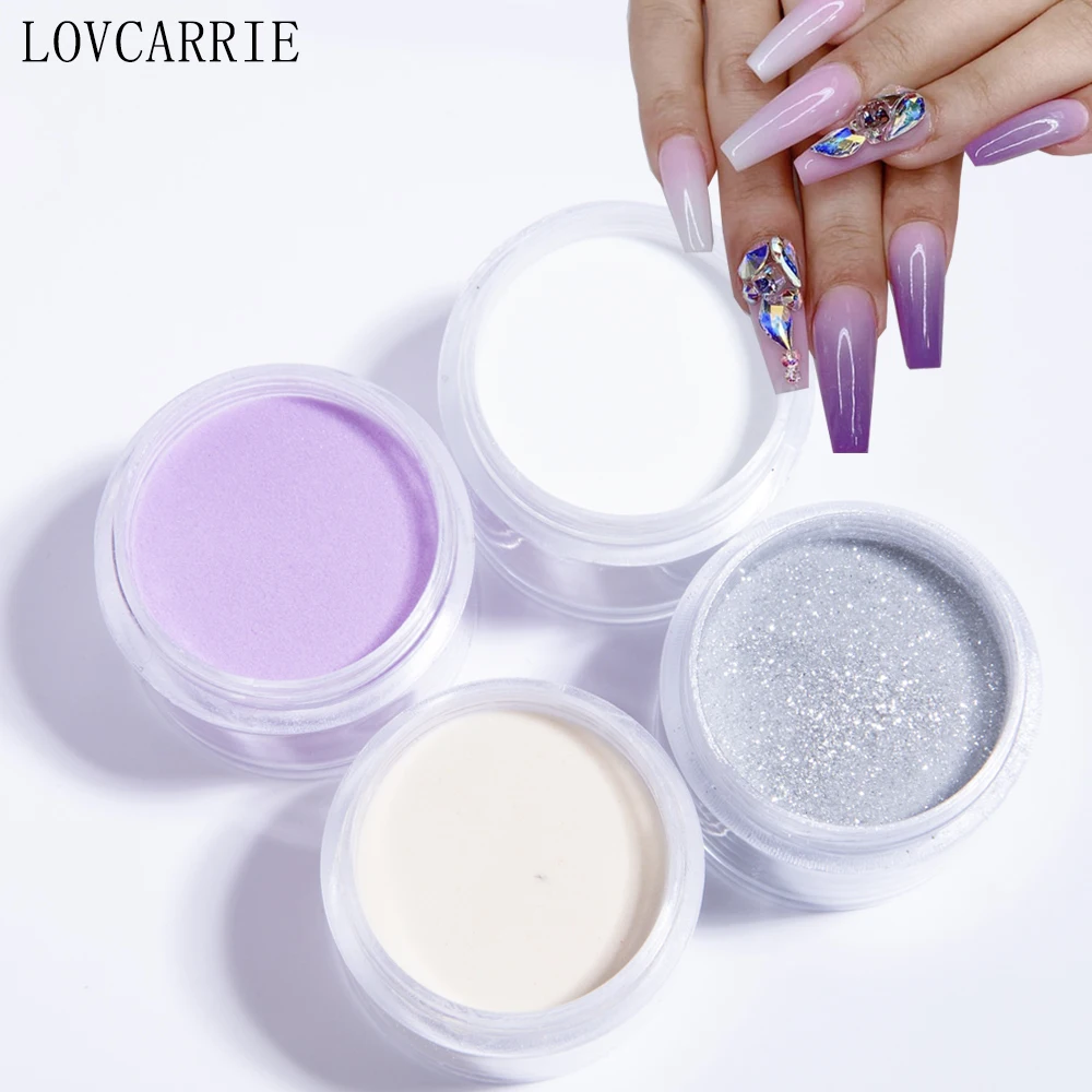 Lovcarie 아크릴 파우더 글리터 디핑 파우더 8 색 핑크 클리어 화이트 아크릴 네일 용품 카빙 폴리머 피그먼트 네일 아트