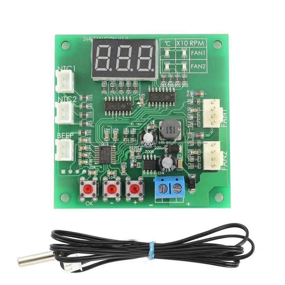 Dc 12v/24v/ 48v Fan Thermostat Governor 2-way 4-wire Pwm Fan ...