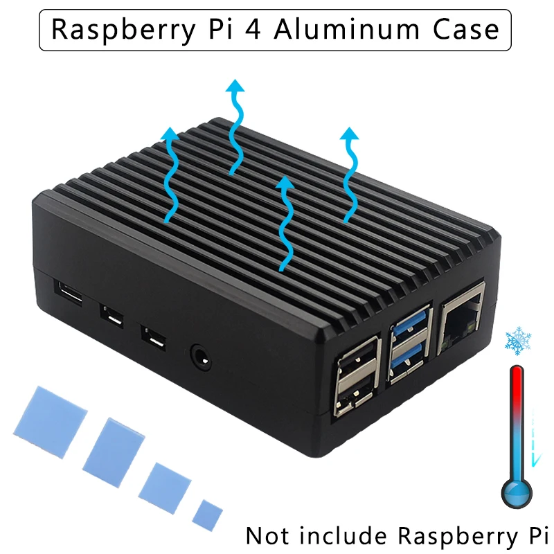 Raspberry Pi 4 Aluminum Case Black Gray Armor Metal Box CPU RAM Passive ...
