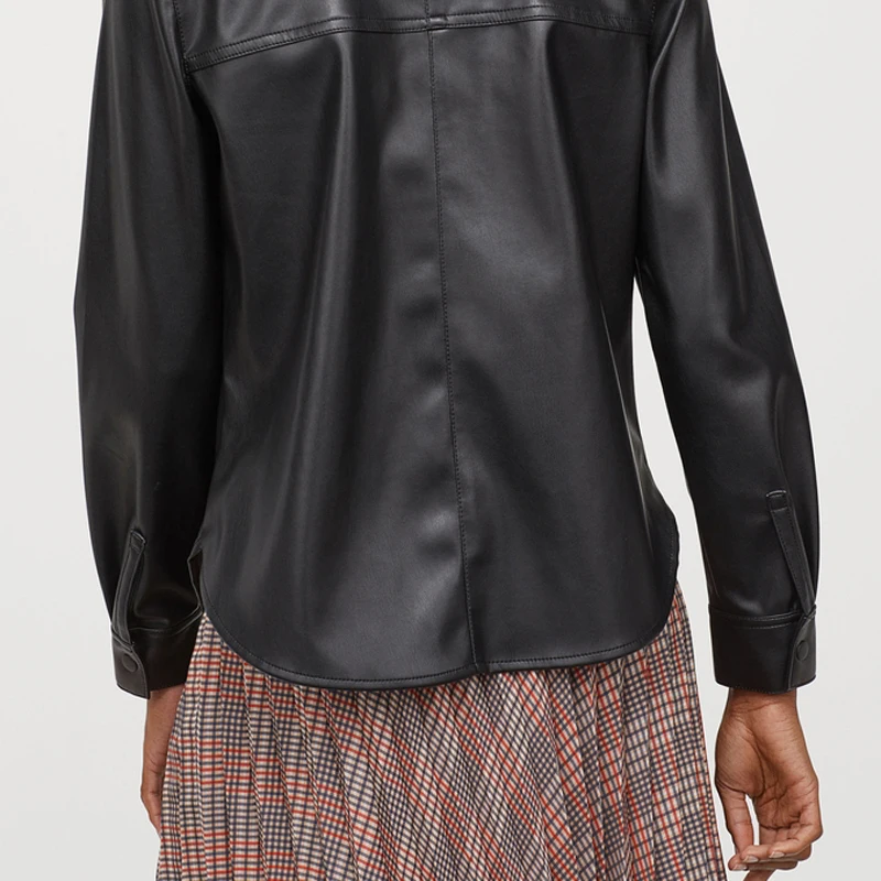 ZOEPO зимние блузки из искусственной кожи женские модные темпераментные ...