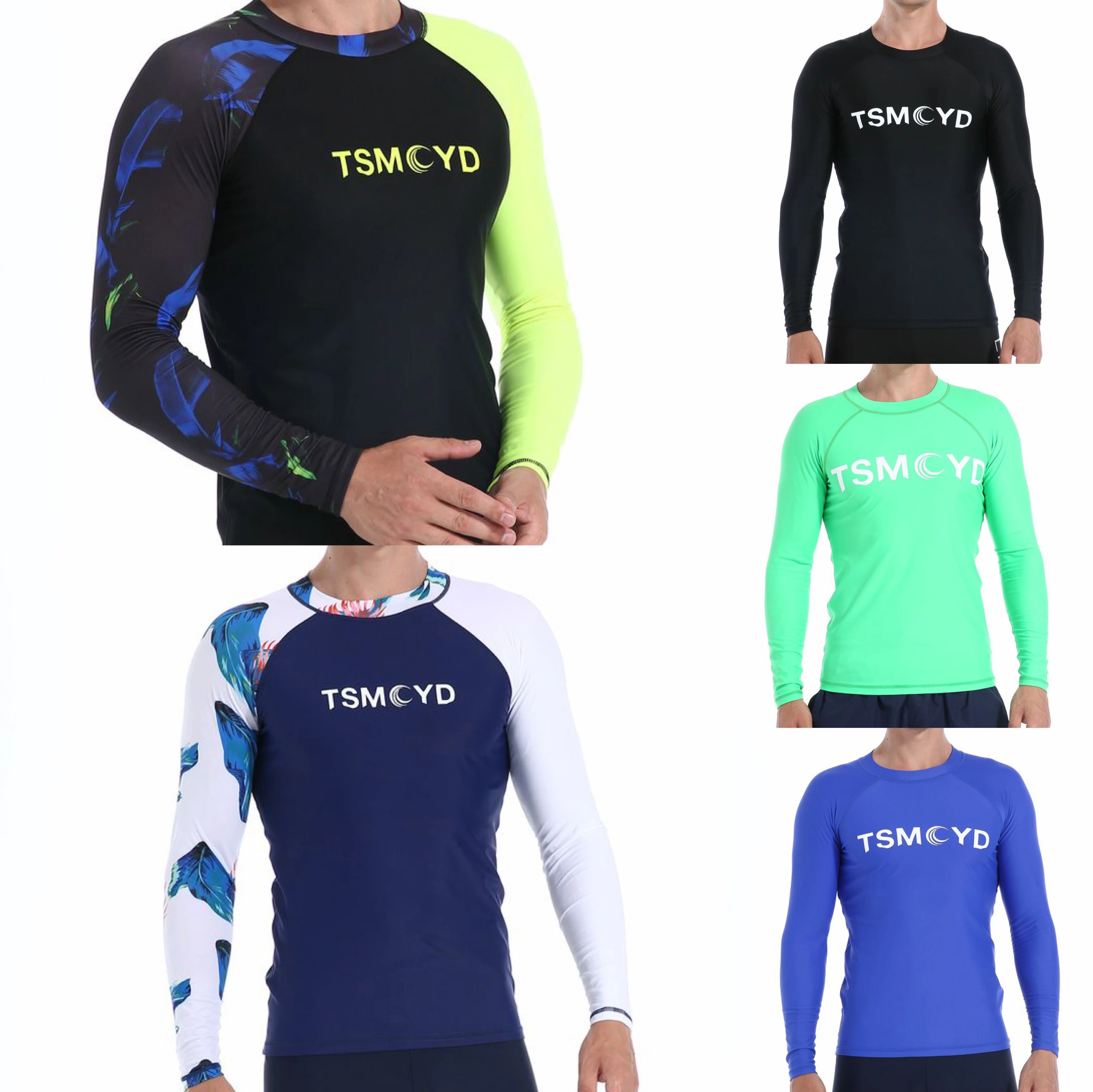 Tsmcyd Rash Guard Men Upf 50+ Long Sleeve Splice Uv Sun Protection ...