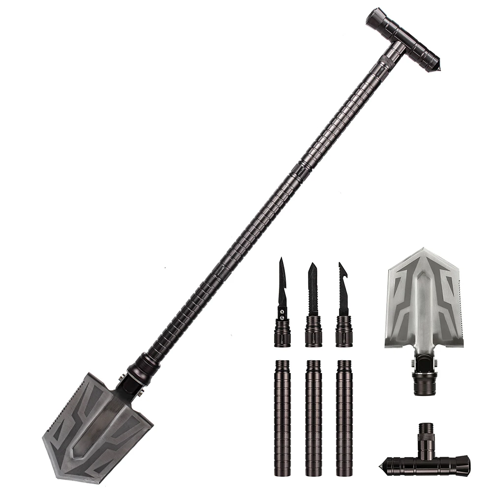 Car Camping Folding Survival Shovel W/Pick - Heavy Duty Carbon Steel ...
