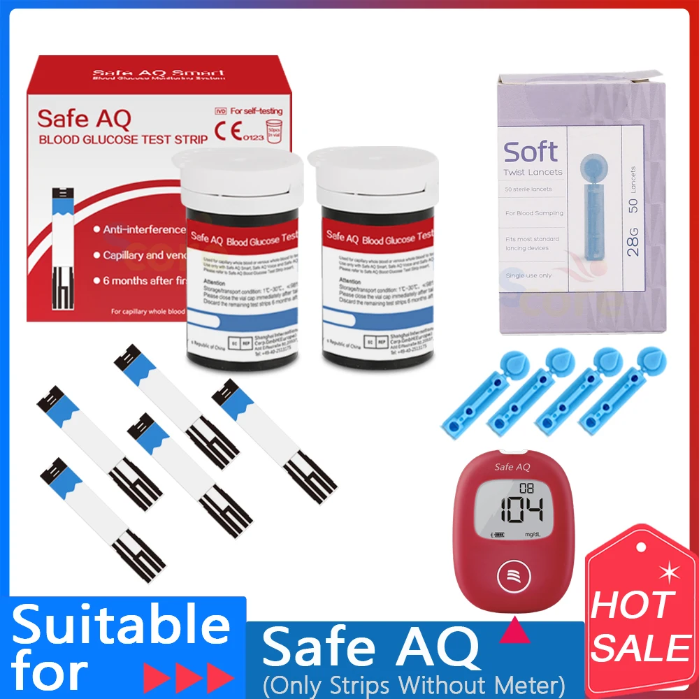 Safe-AQ-Smart-50-100-200pcs-Blood-Glucose-Test-Strips-with-Lancets ...