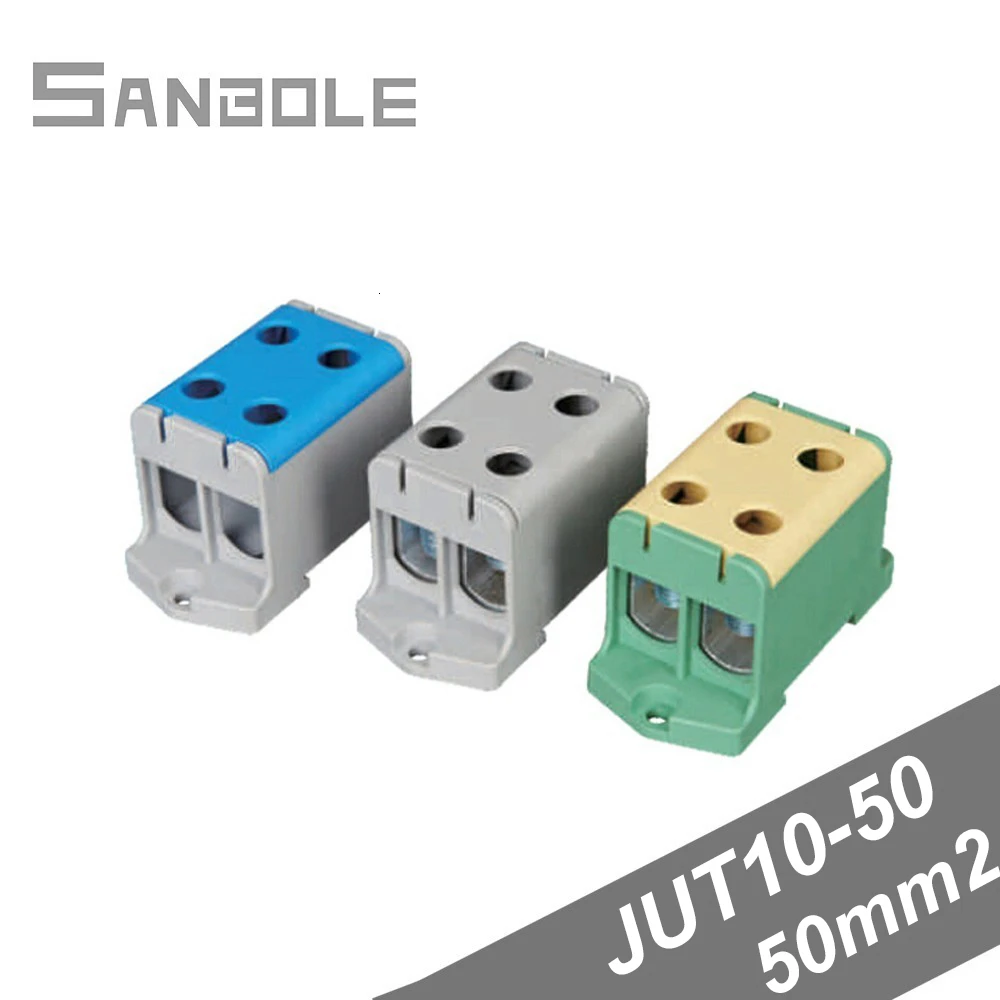 Terminal 50mm2 800v High Current Jut10-50/2 Din Rail Mounted Aluminium ...