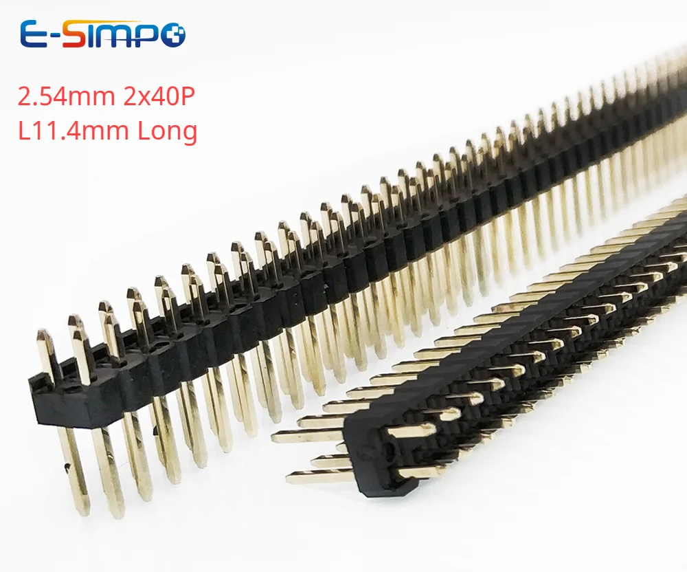 5PCS 2.54mm 2x40Pin 80 Pin L11.4mm 0.1" Breakaway Straight Gold Plated ...
