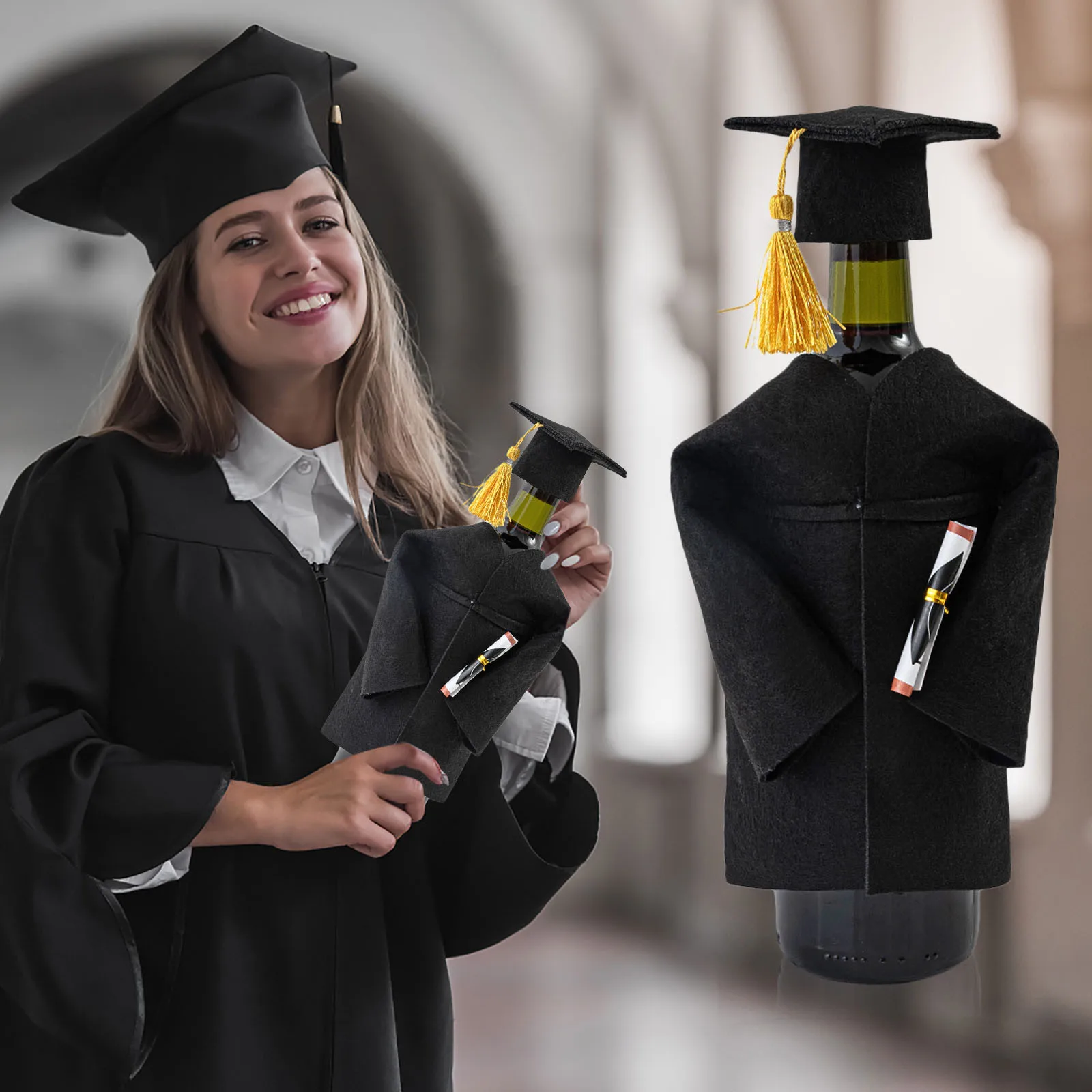 Adults 2021 Graduation Gown And Cap Tassel Drape High School Gown Set ...