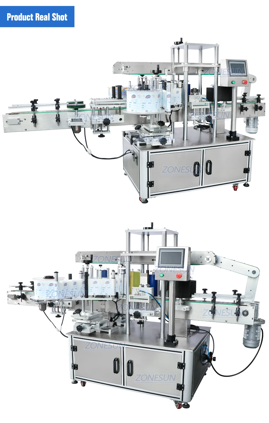ZONESUN ZS-TB300Z Dual Use Automatic Bottle Labeling Machine Round and ...