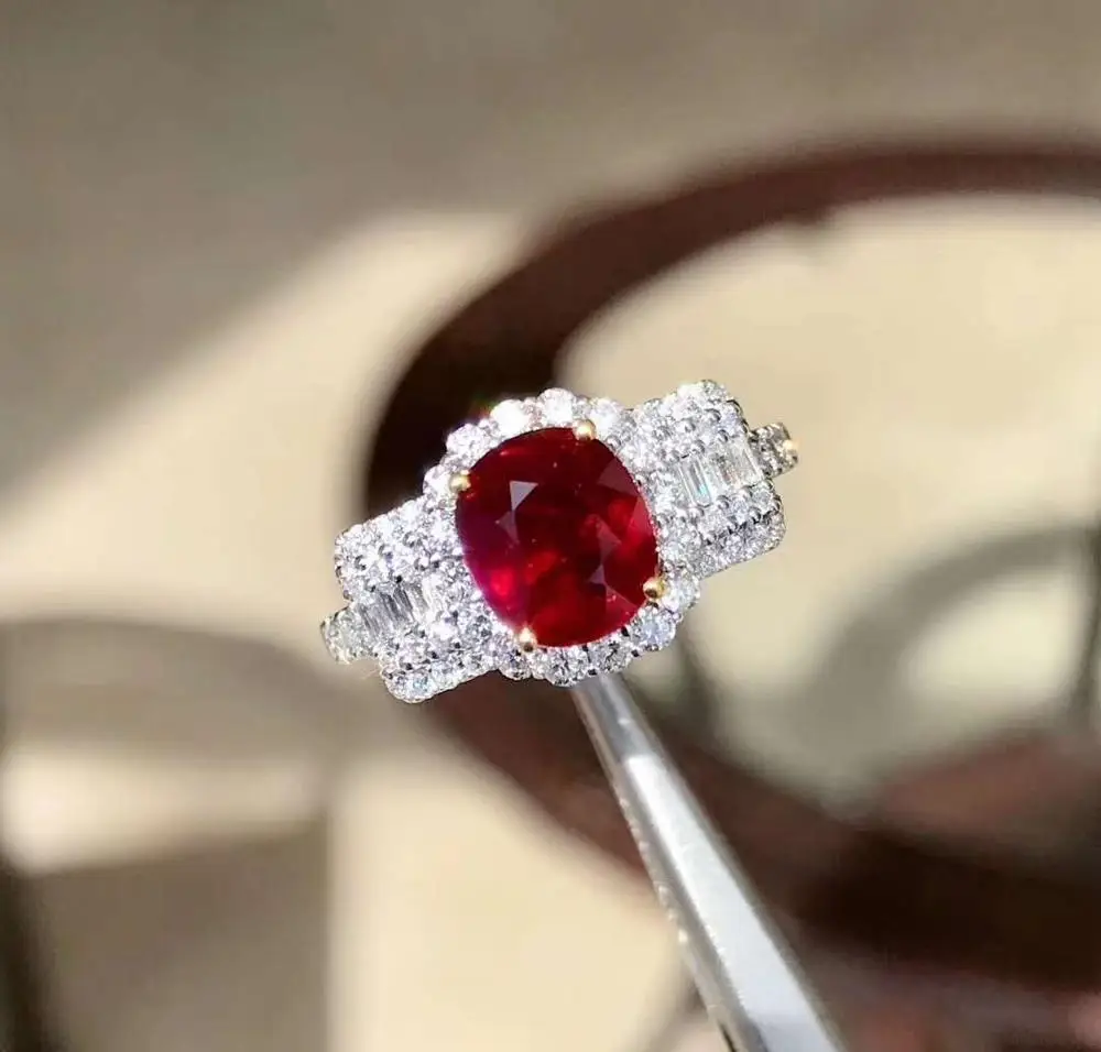 Anillo de rubí rojo Natural y Real, anillos de plata de ley 925 para ...