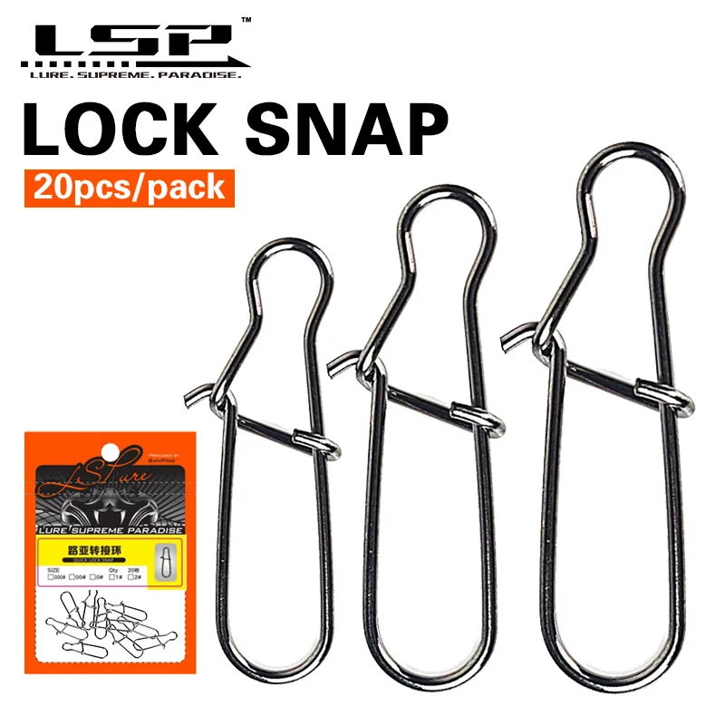 LSP 20pcs/pack Stainless Steel Hook Lock Snap Swivel Solid Ring Safety ...