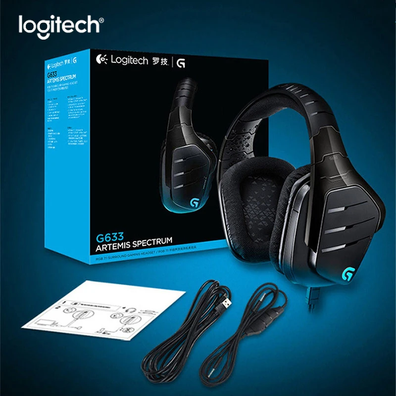 Logitech G633 7.1 RGB GAMING HEADSET Surround Sound Gaming Headphones ...