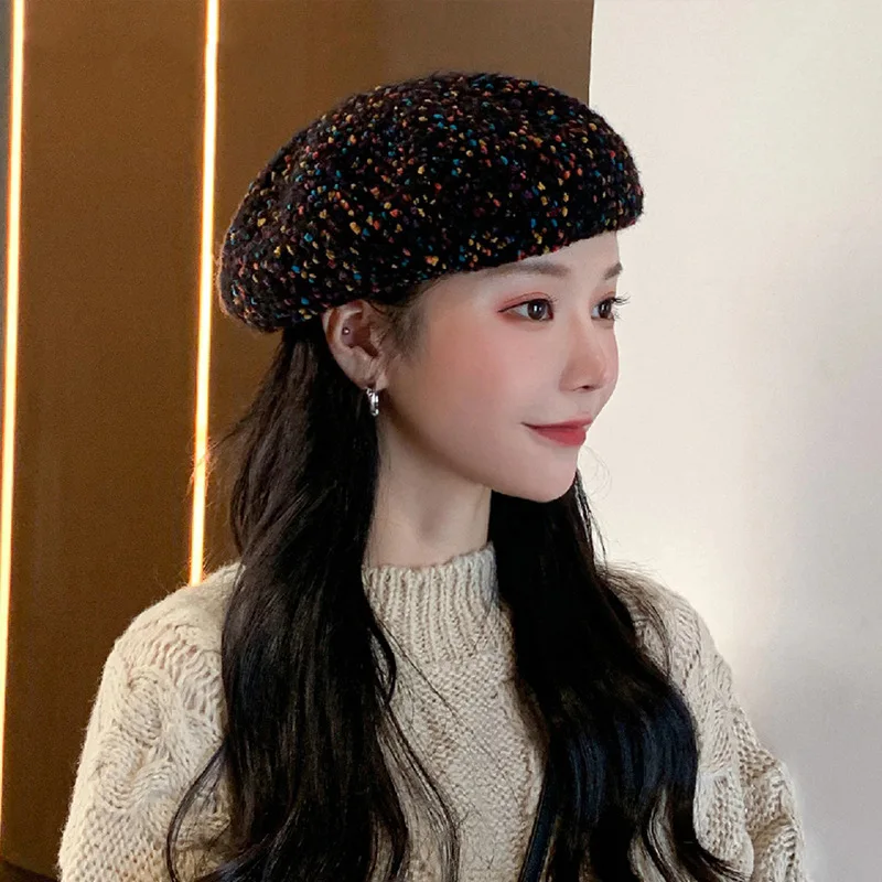 여성용 모자 캐시미어 겨울 레트로 프랑스 겨울 블랙 레드 프랑스 아티스트 플랫 패션 레드 옐로우 레이디 빈티지 캡베레모