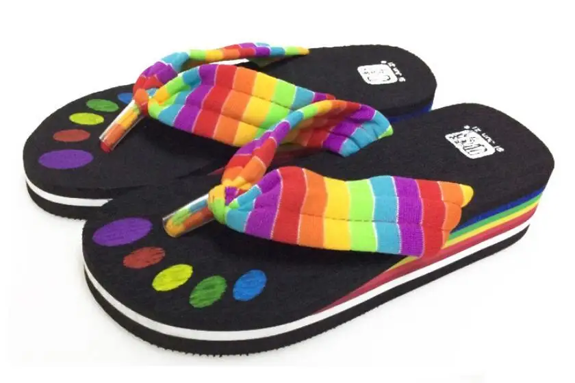 Rainbow Colorful Summer Wedge Slippers - Queerks™