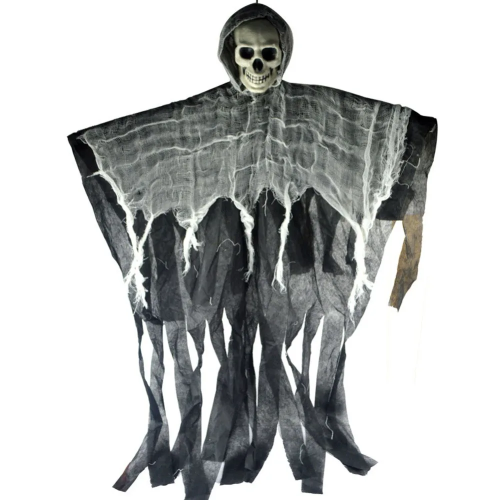 100cm High Creepy Cloak Skeleton Face Halloween Hanging Death Supplies