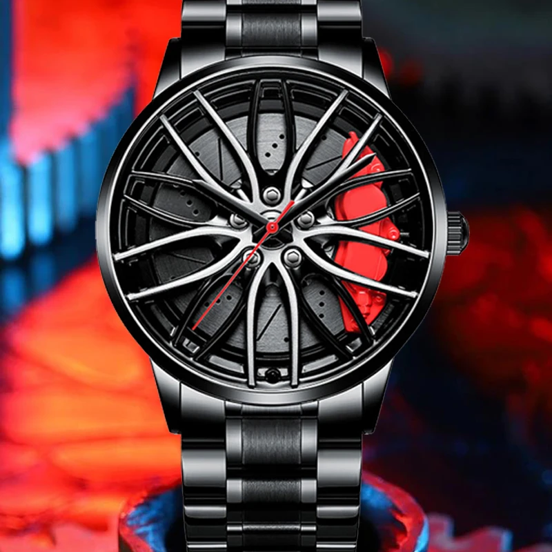 Sports Car Wheel Rim Hub Watches Men | Stainless Steel Wheel Wristwatch ...