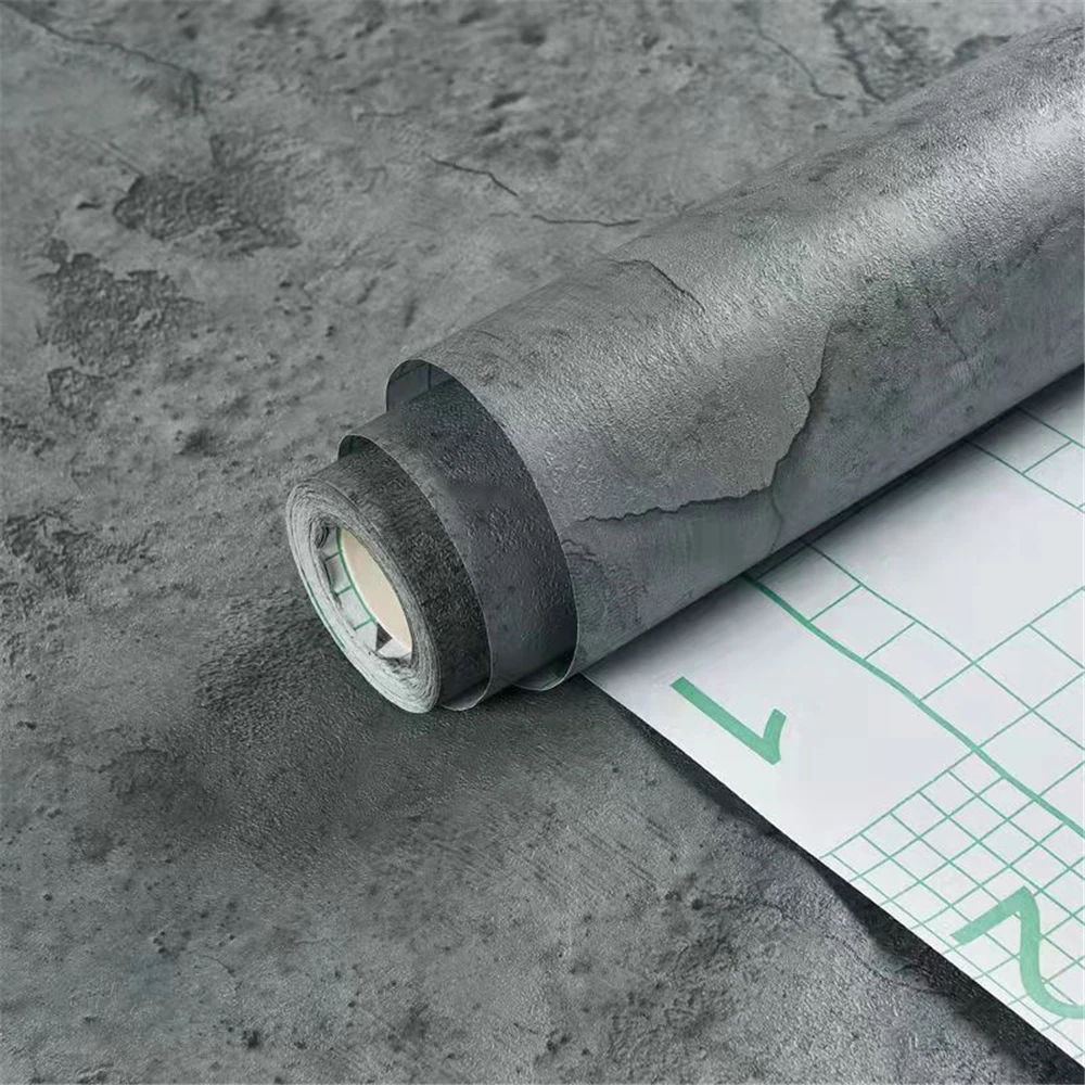 Cement Self Adhesive Vinyl Wallpaper Bedroom Clothing Store Gray Nordic ...
