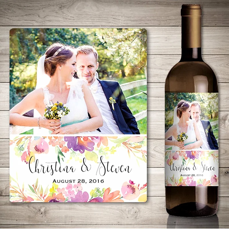 Custom-Photo-Wedding-Wine-Label-personalise-Wine-Bottle-Sticker ...