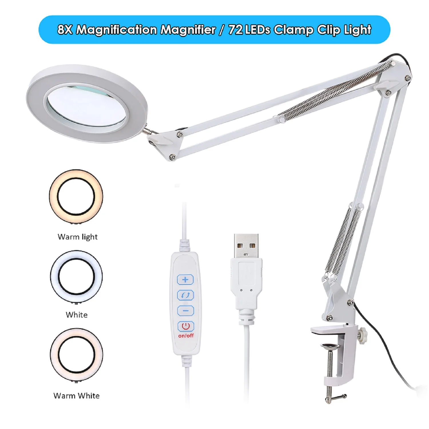 8x - Loupe 8X avec support de lumière led, loupe rétro éclairée ...
