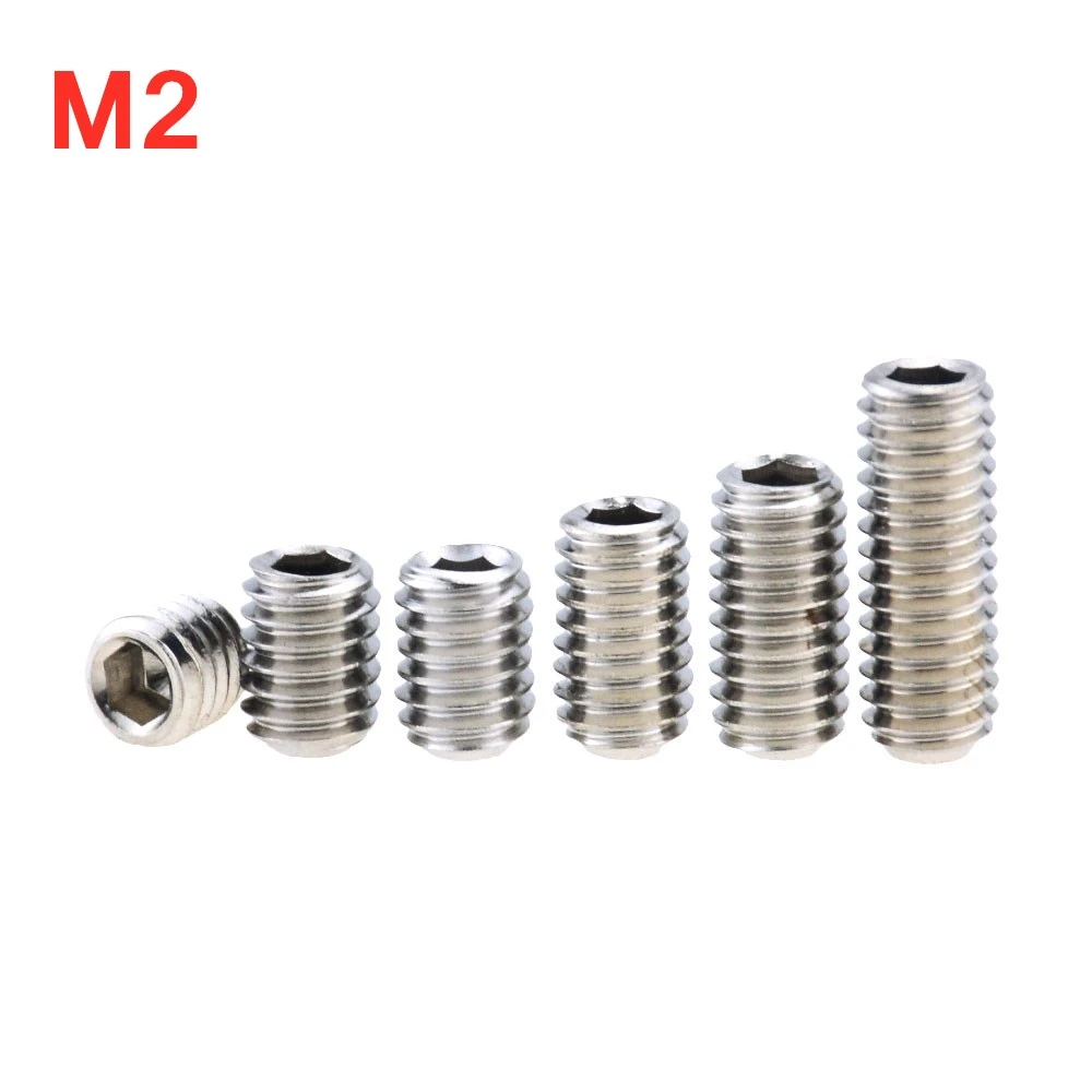 50PCS M2*2 12 3 5 6 8 10 Hexagon Hex Socket Set Screw Flat Point Allen ...