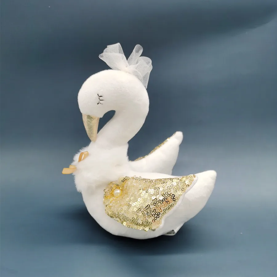Handmade White Swan Plushies with Golden Sequin Wings Adorable Swan ...
