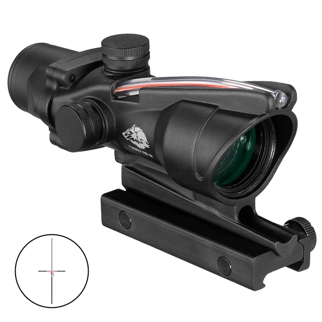 Fire Wolf 4X32 Hunting Riflescope Real Fiber Optics Grenn Red Dot ...