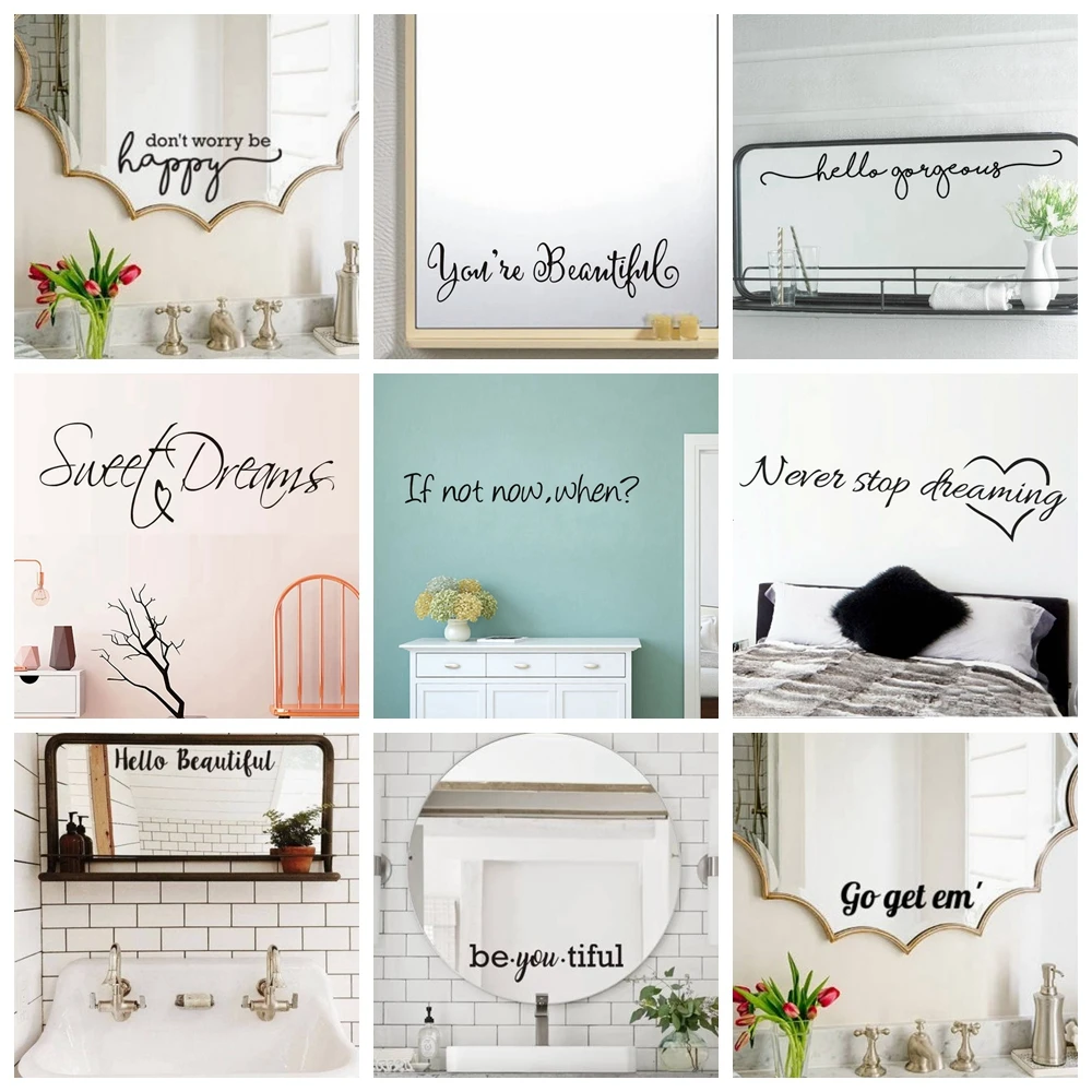 Nordic Style Mirror Phrase Quotes Vinyl Stickers Spanish Sentence Wall ...