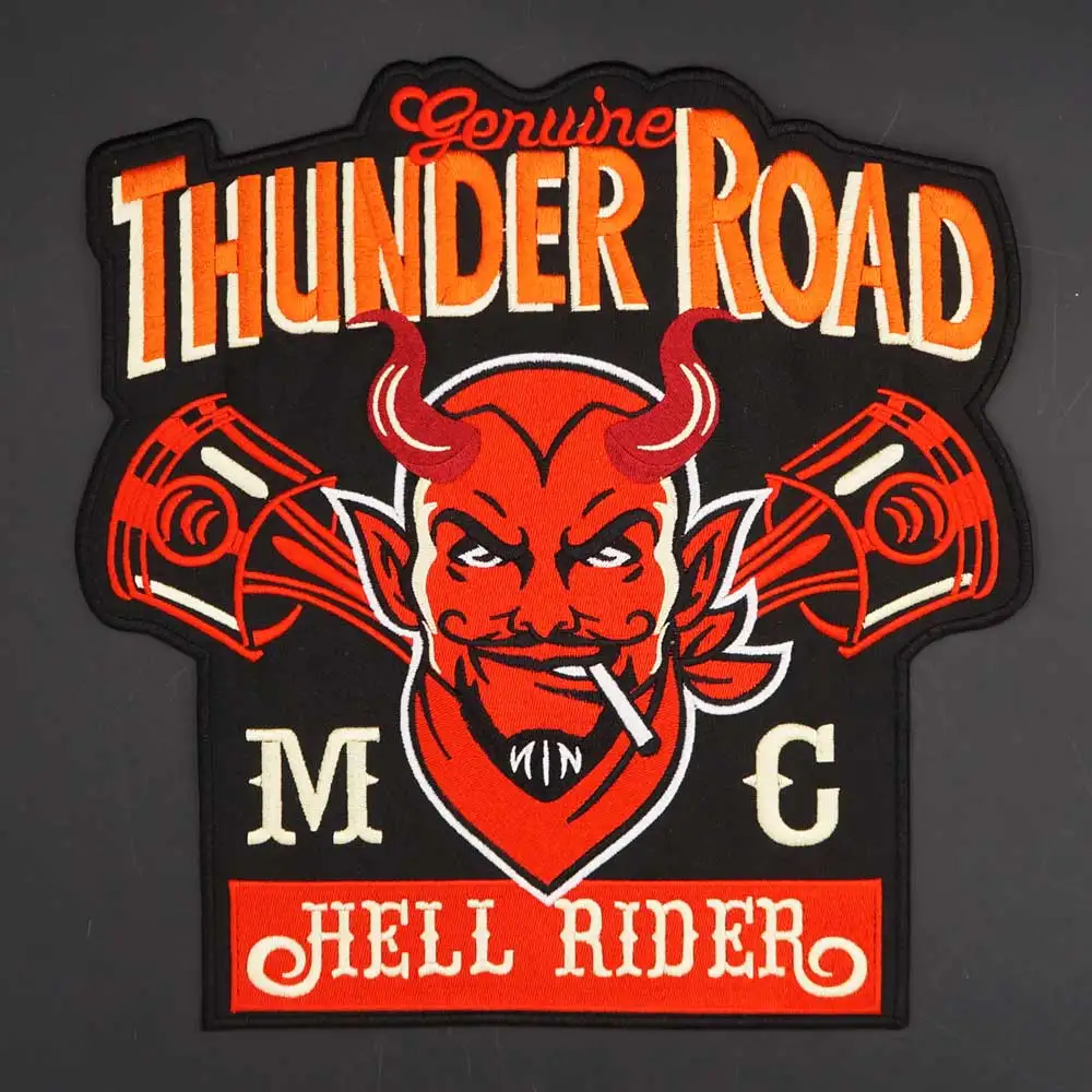 THUNDER ROAD HELL RIDER MC Large Embroidery Patch Badge Cloth Leather ...