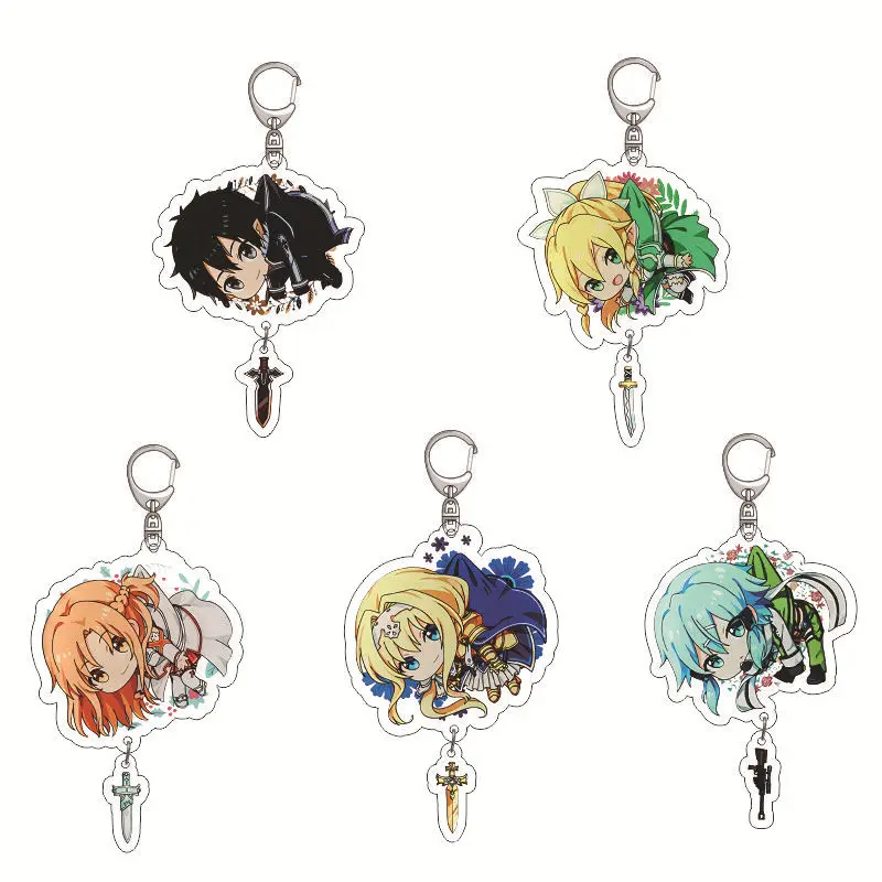 Anime Sword Art Online Acrylic Keychain Cartoon Figure Asuna Krito ...