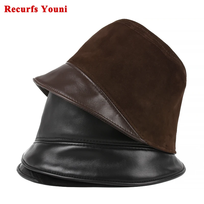 Japanese Harajuku Basin Hat Women Ladies Genuine Leather Suede ...