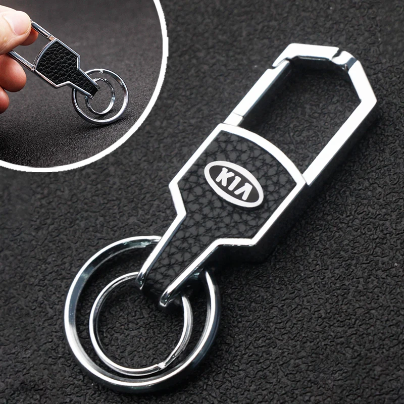 Metal Alloy Car Logo Key Chain Leather Lanyard Key Ring Keychain Auto ...