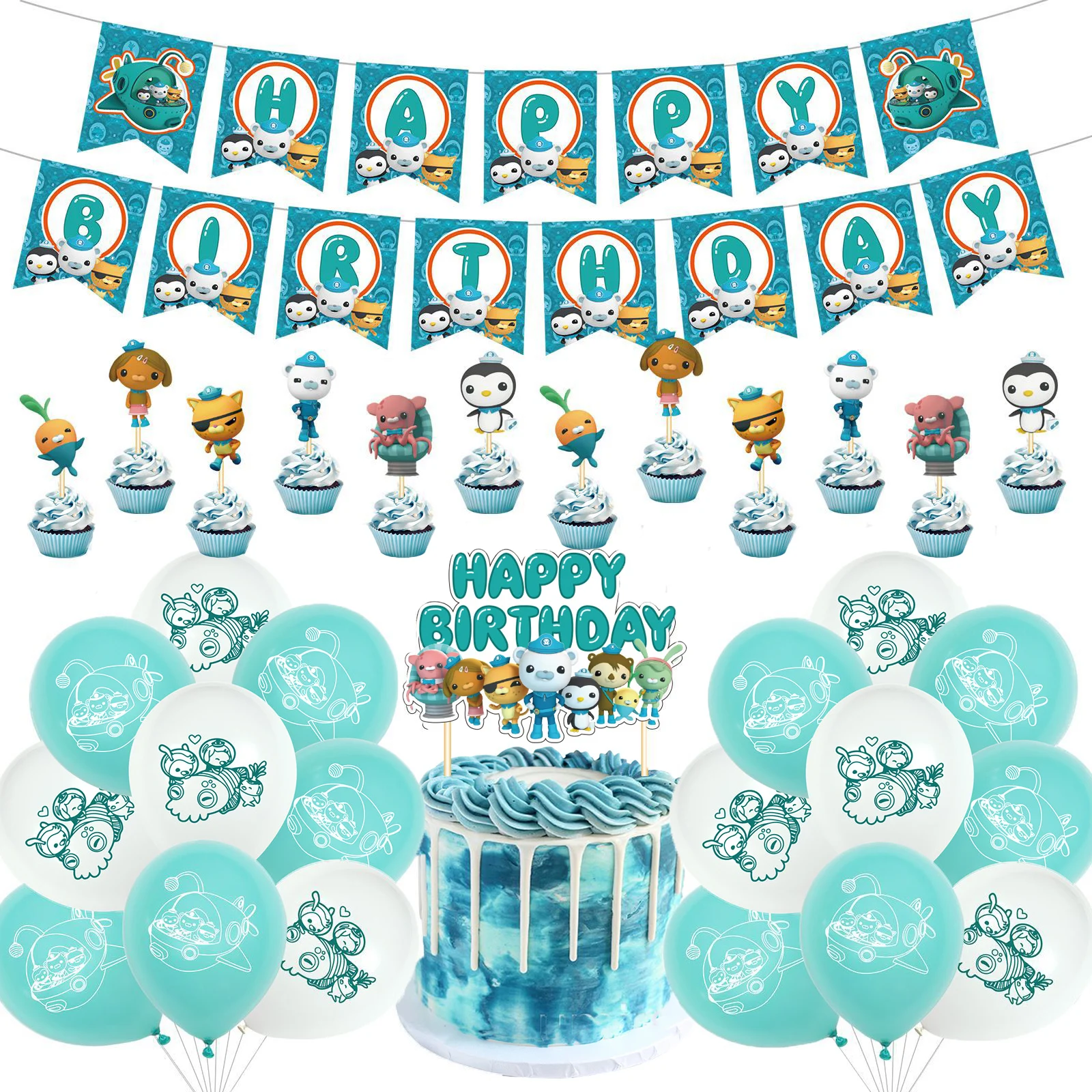 New The Octonauts Theme Happy Birthday Party Decoration Cake Topper ...