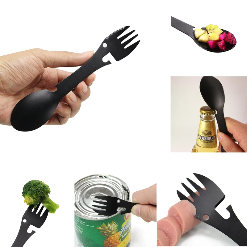 Stainless steel spoon fork tableware multi tool can opener Portable ...