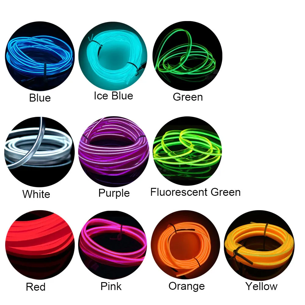 1M 2M 3M 4M 5M Flexible Neon Light Glow EL Wire Rope Tape Cable Strip ...