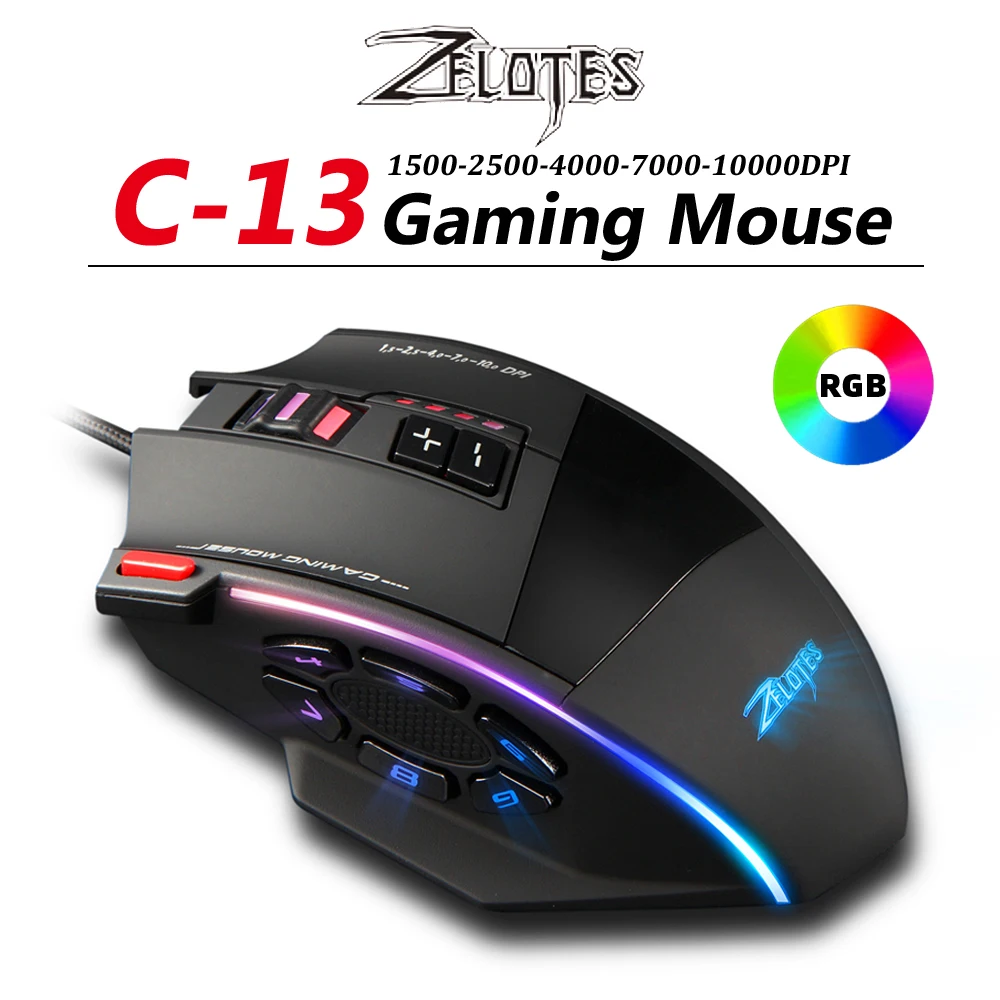 ZELOTES-rat-n-C-13-RGB-para-juegos-dispositivo-con-botones-laterales ...