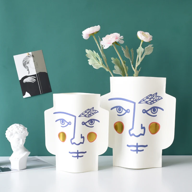 Скандинавский стиль Ins Двусторонняя художественная Цветочная бумажная ваза Европейская бумажная