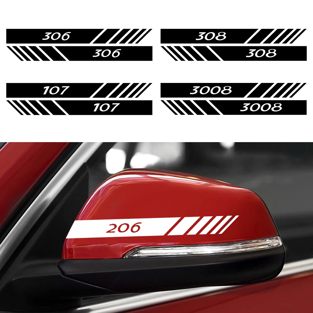 2PCS-Car-Stickers-Rearview-Mirror-Decoration-Decals-for-Peugeot-206-207 ...