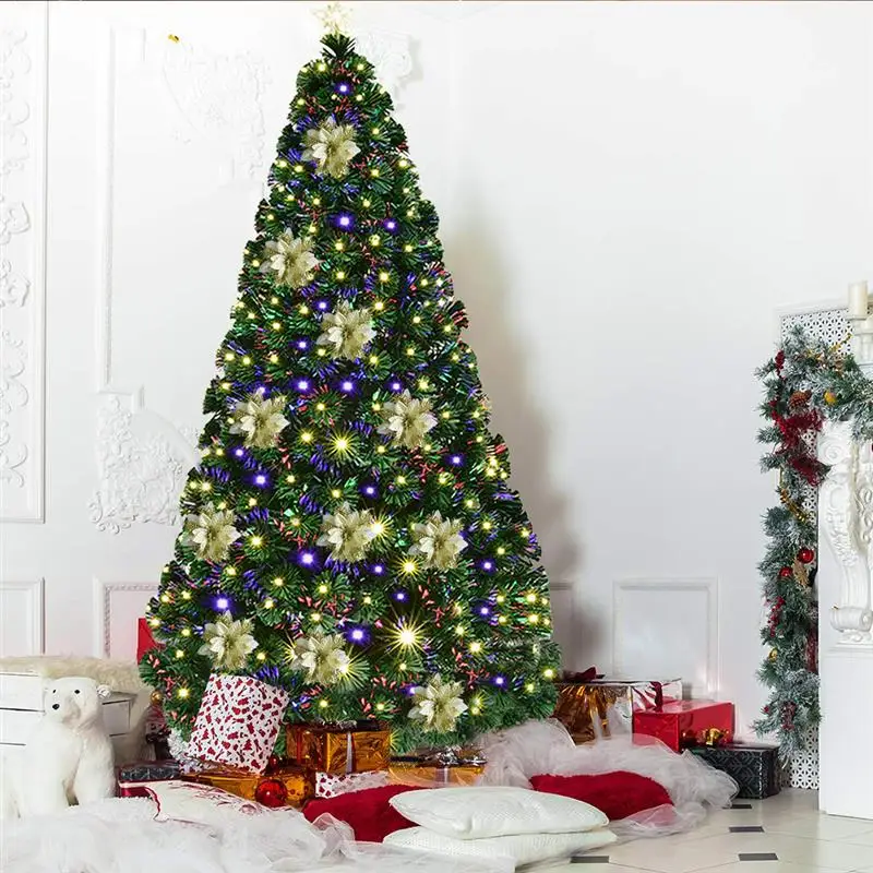 10 шт искусственные цветы для украшения блестки Poinsettia поддельные цветы Diy домашние