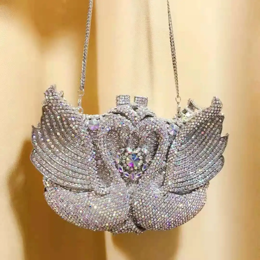 Women blue Clutch Bag Sequined ab Silver Diamond Handbag Bridal Wedding ...