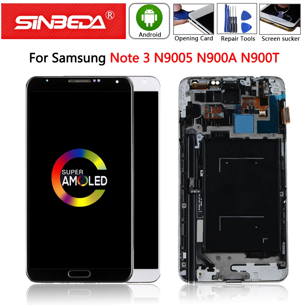 N9005 LCD AMOLED untuk Samsung Note 3 Layar LCD Digitizer Layar Sentuh ...