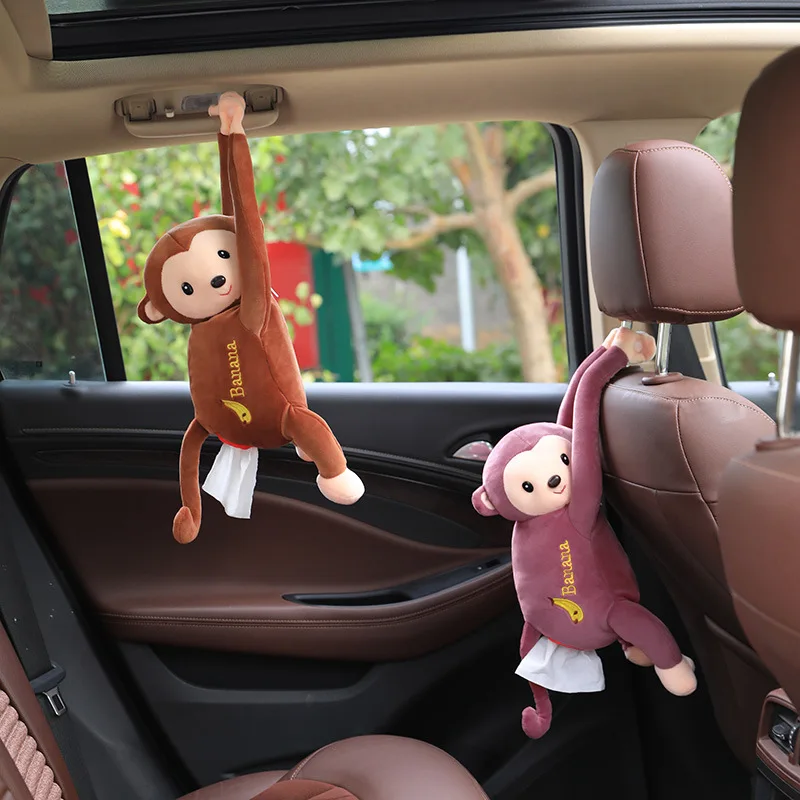 Car-Pippi-Monkey-Plush-Toy-Napkin-Box-Cute-Cartoon-Car-Monkey-Paper ...